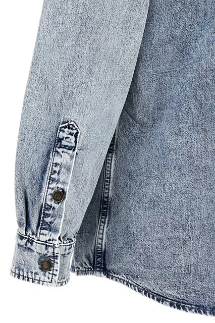 Moschino Teddy Logo Embroidered Buttoned Denim Shirt