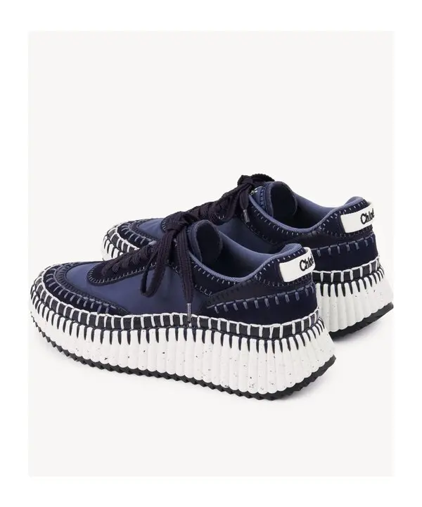Chloé Round Toe Lace Up Sneakers - Night Sky