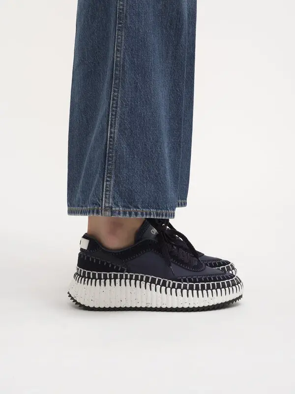 Chloé Round Toe Lace Up Sneakers - Night Sky