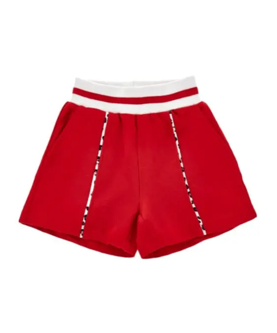 Monnalisa Elastic Waist Shorts With White Stripe Detailing