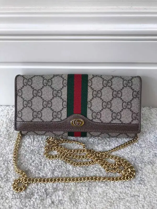 Gucci Ophidia Gg Chain Wallet - Beige/ebony