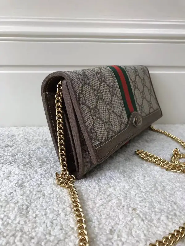 Gucci Ophidia Gg Chain Wallet - Beige/ebony
