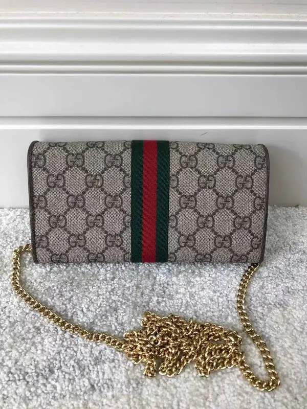Gucci Ophidia Gg Chain Wallet - Beige/ebony