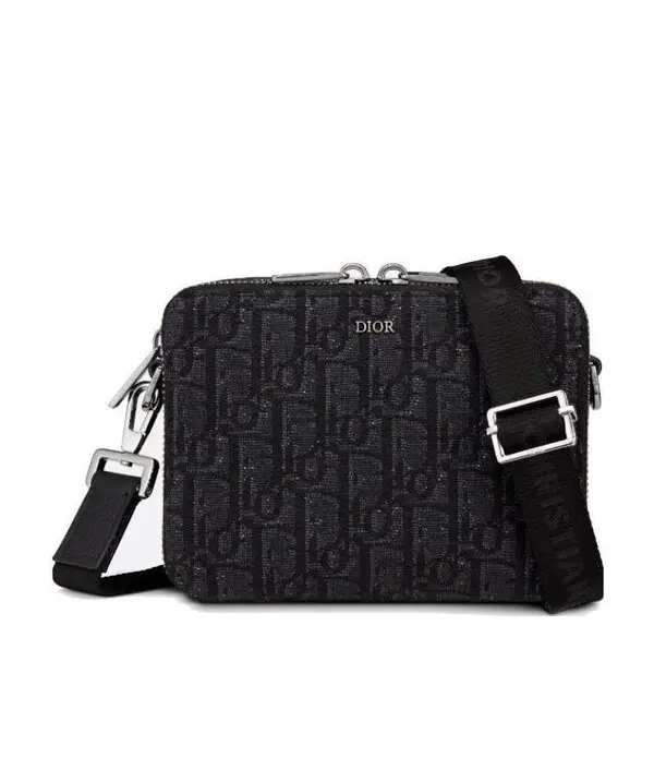 Dior Zipped Pouch With Strap - Black