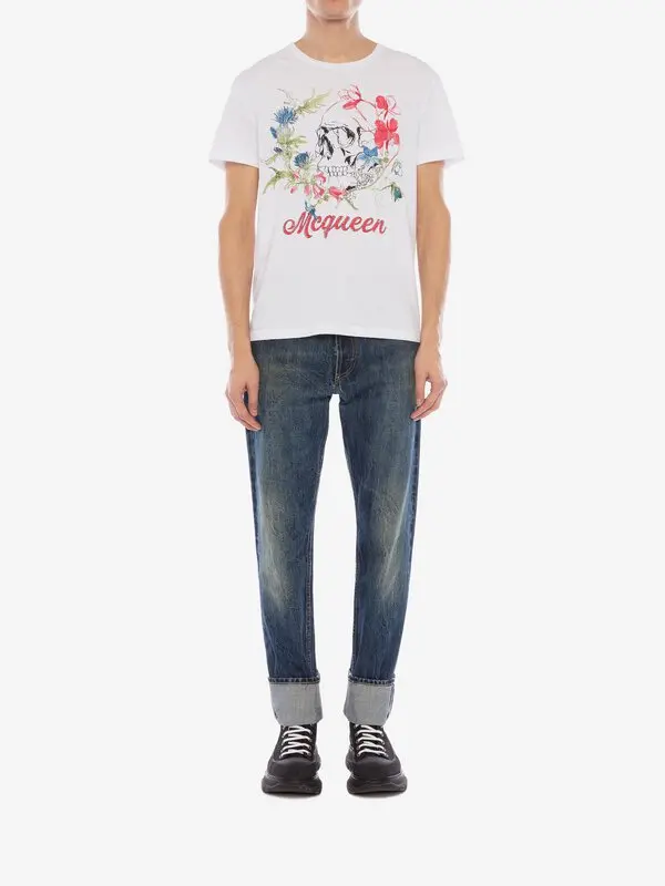 Alexander McQueen Deconstructed Floral Skull T-shirt