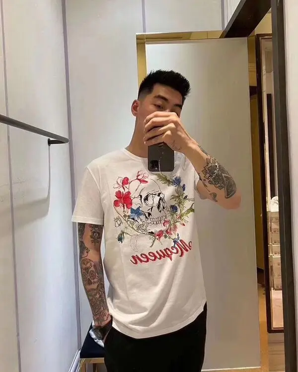 Alexander McQueen Deconstructed Floral Skull T-shirt