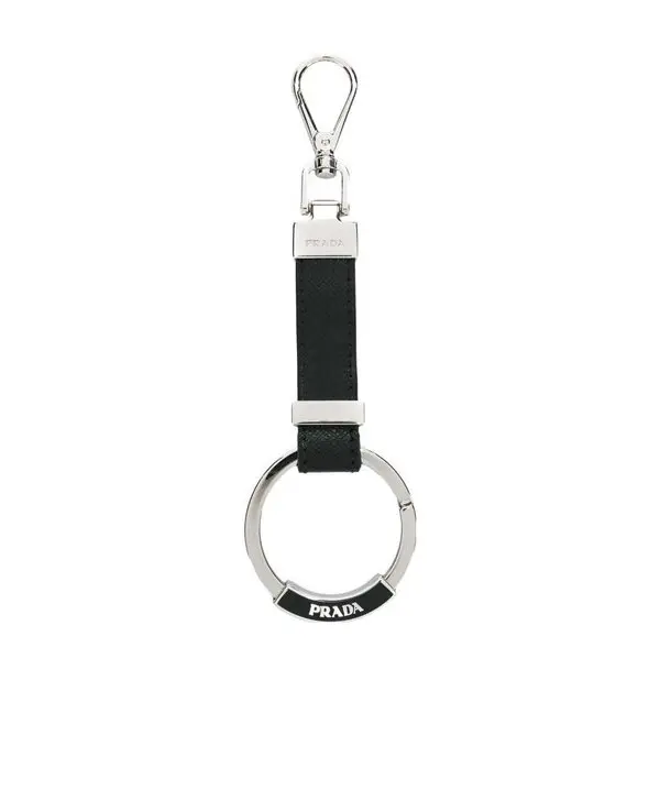 Prada Saffiano Leather Keychain - Black
