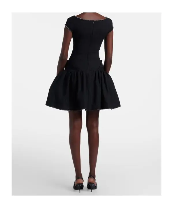 SHUSHU/TONG Bow-detail Distressed Tweed Minidress