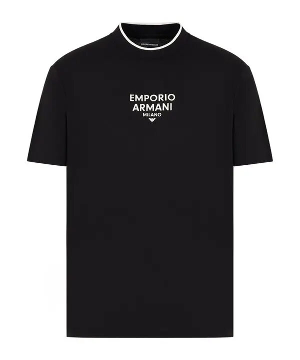 Emporio Armani Logo-rubberised Crewneck T-shirt - Black