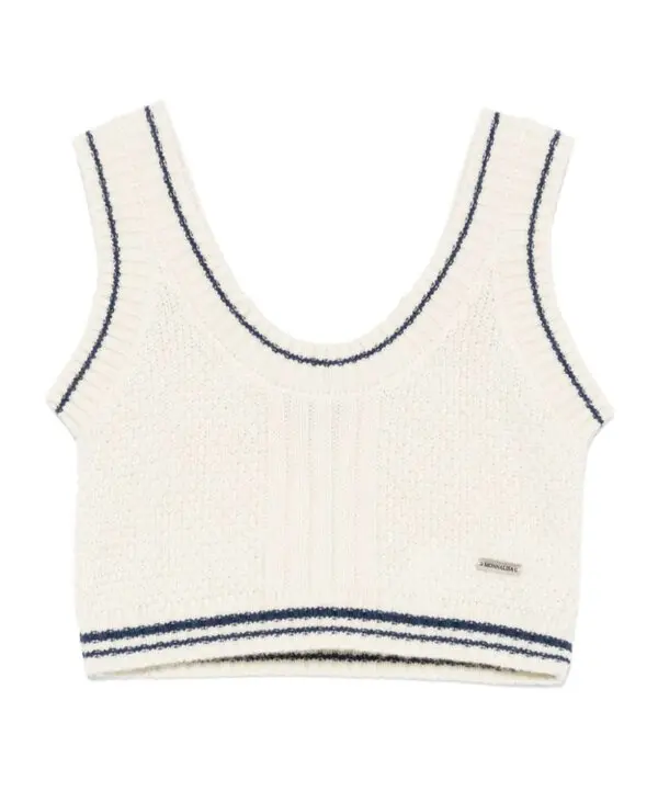 Monnalisa Fine-knit Cropped Vest - White