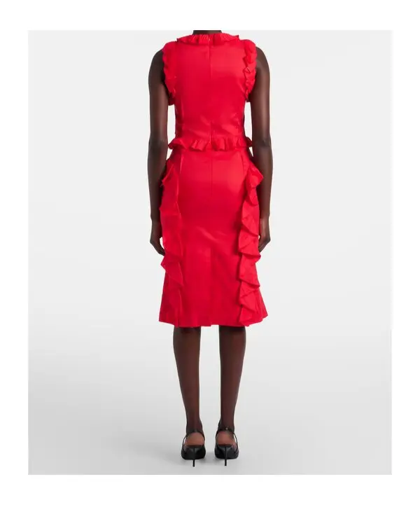 SHUSHU/TONG Bow-detail Ruffled Linen Midi Dress