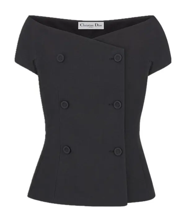 Dior Off-the-shoulder Double-breasted Jacket - Black