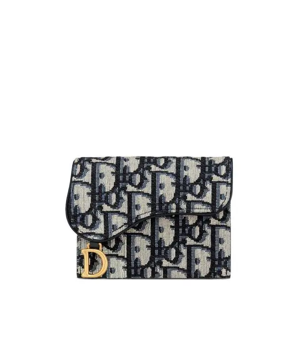 Dior Saddle Jasmine Gusset Card Holder - Black