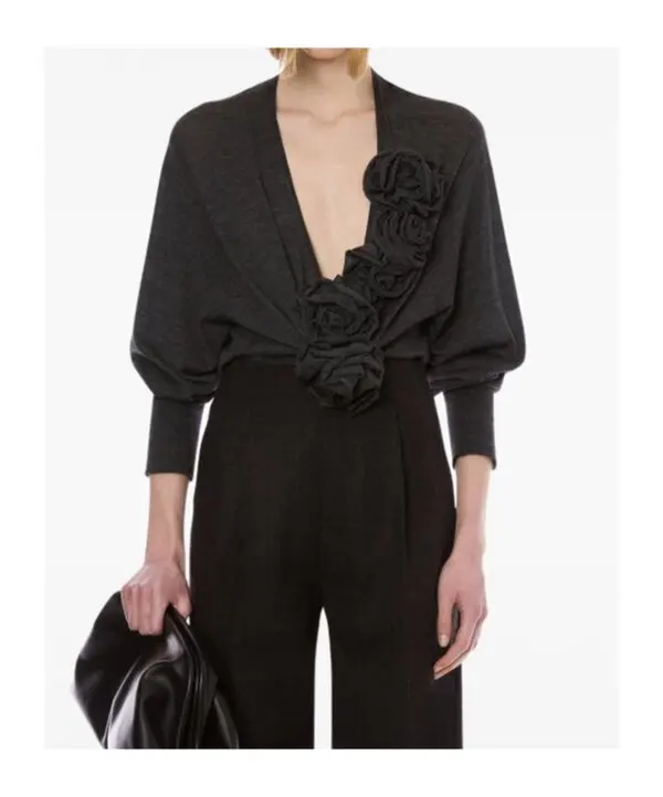 Alberta Ferretti Embellished Floral V-neck Blouse