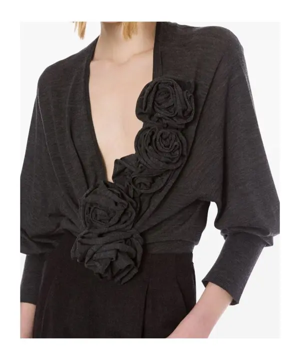 Alberta Ferretti Embellished Floral V-neck Blouse
