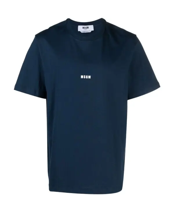 MSGM Logo-printed Crewneck T-shirt - Blue