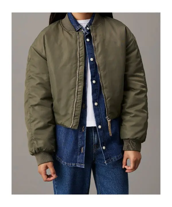 Calvin Klein Ribbed Collar Long Sleeve Zip-up Jacket
