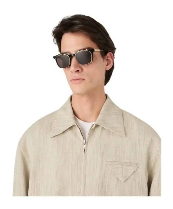 Bottega Veneta Classic Square Clip On Sunglasses - Nude