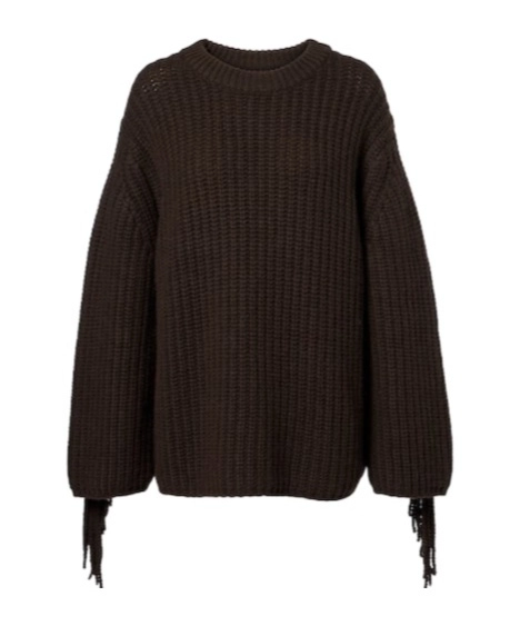 LISA YANG Hilma Fringed Oversized Sweater - Brown
