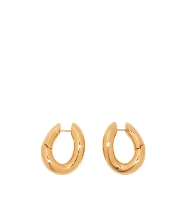 Balenciaga Logo Engraved Loop Earrings - Yellow