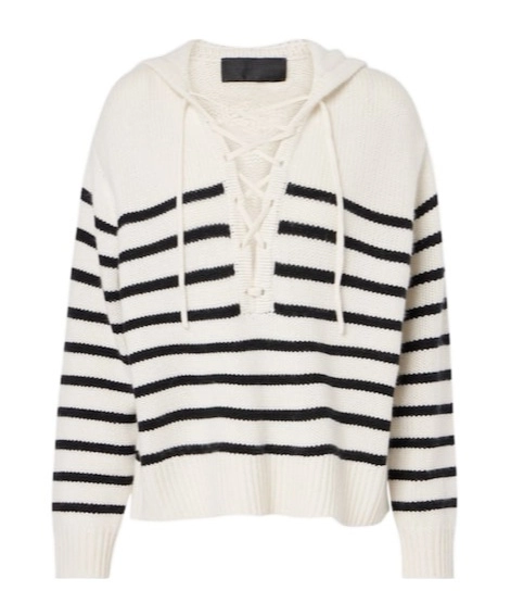 NILI LOTAN Striped Hooded Sweater