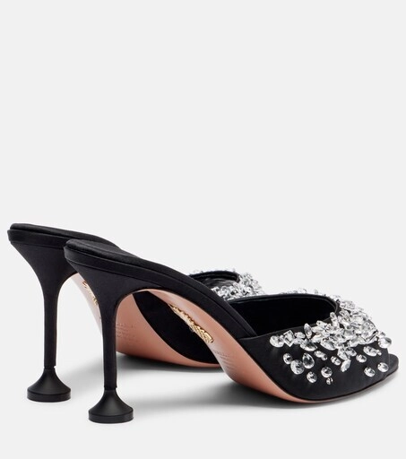 AQUAZZURA Embellished Satin Mules
