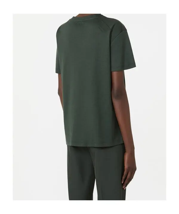 Max Mara Knitted Short-sleeved T-shirt With Logo Detail - Dark Green