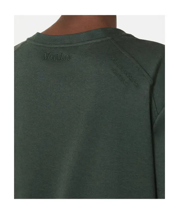 Max Mara Knitted Short-sleeved T-shirt With Logo Detail - Dark Green
