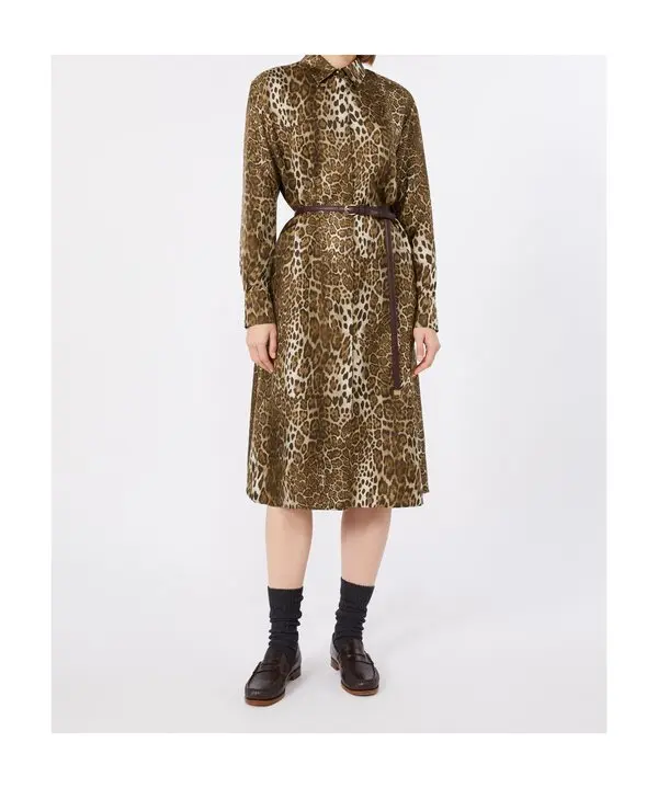 Max Mara Printed Silk Shirt Dress With Jeweled Buttons