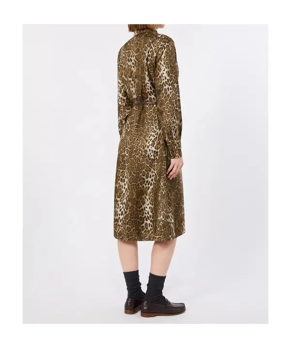 Max Mara Printed Silk Shirt Dress With Jeweled Buttons