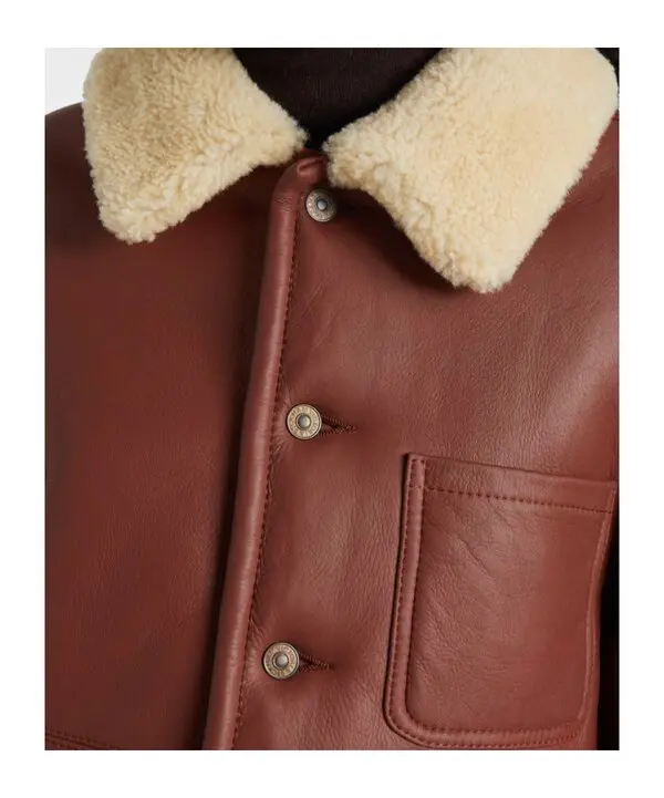 Victoria Beckham Lapel Long-sleeved Leather Jacket