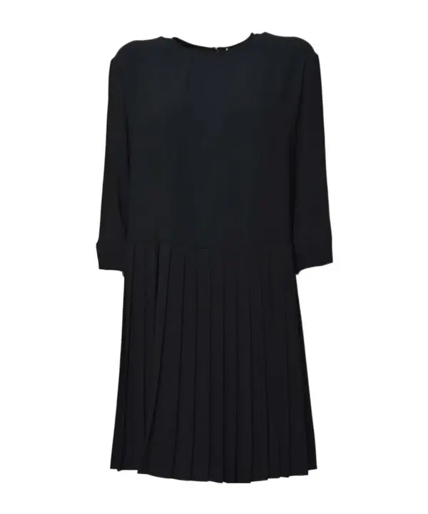 Aspesi Pleated Silk Dress - Black