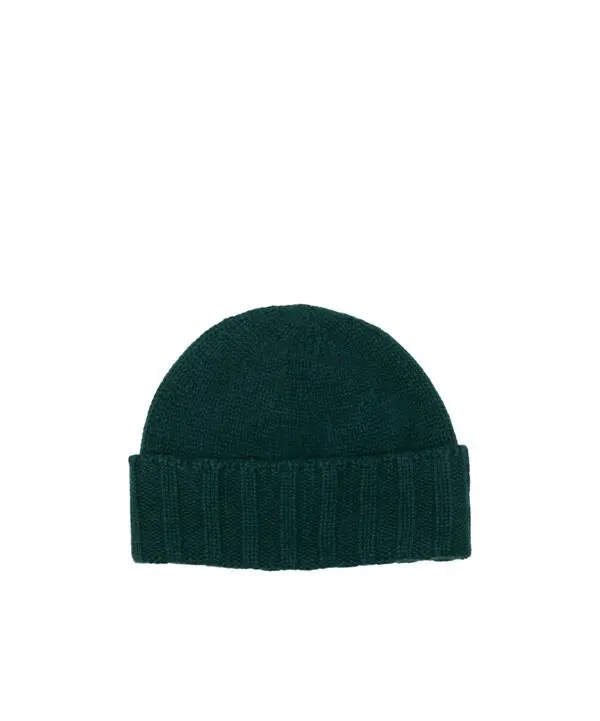 DRUMOHR Turn-up Cashmere Beanie - Dark Green