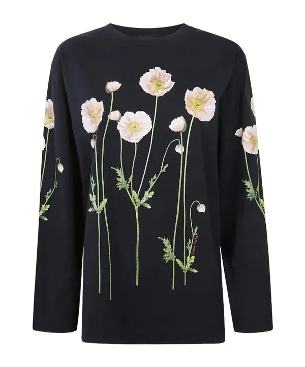 Simone Rocha Poppy Field-print Long-sleeve T-shirt - Black