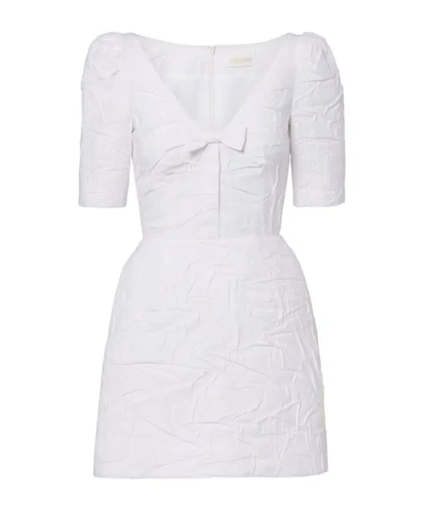 SHUSHU/TONG Bow Detail Cotton-blend Minidress - White