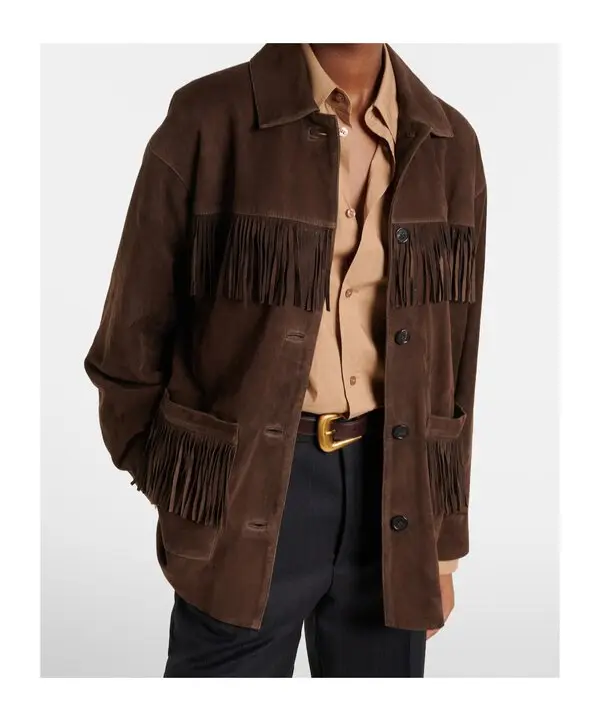 NILI LOTAN Suede Fringed Jacket - Black