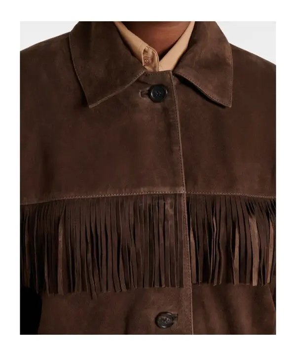 NILI LOTAN Suede Fringed Jacket - Black