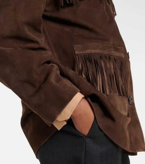 NILI LOTAN Suede Fringed Jacket - Black