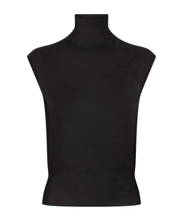 Rick Owens Wool Turtleneck Top - Black