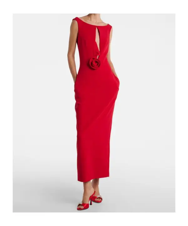 Magda Butrym Floral-appliqué Wool-blend Gown