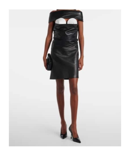 JEAN PAUL GAULTIER Off-the-shoulder Leather Cocktail Dress