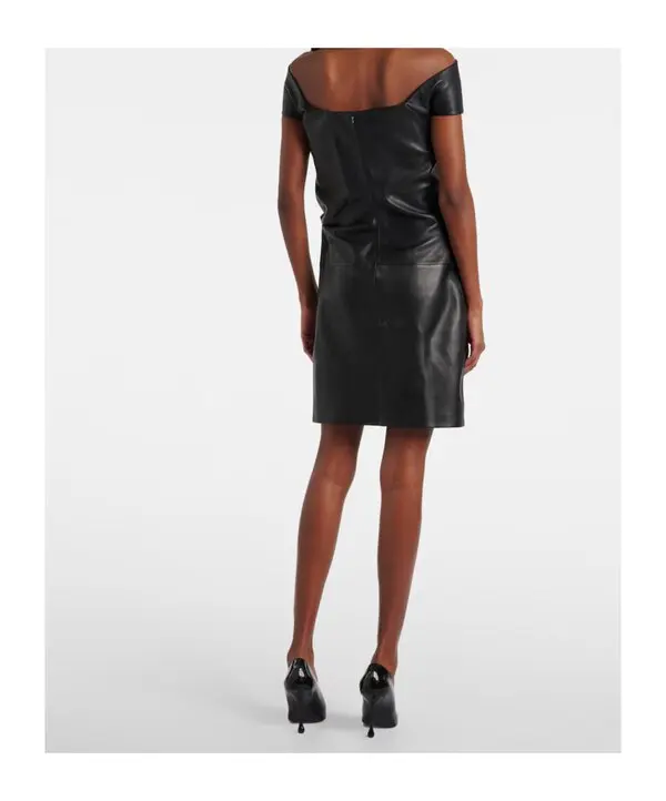 JEAN PAUL GAULTIER Off-the-shoulder Leather Cocktail Dress