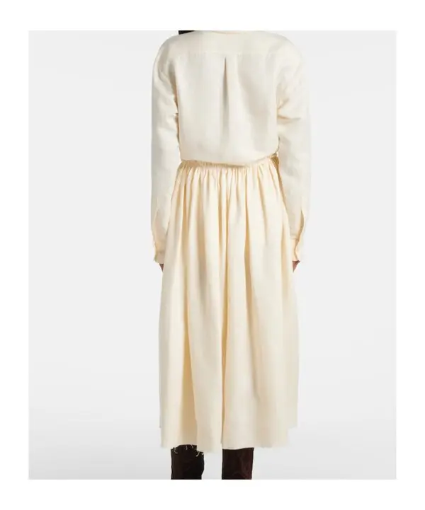 Gabriela Hearst Chiara Gathered Linen Midi Skirt