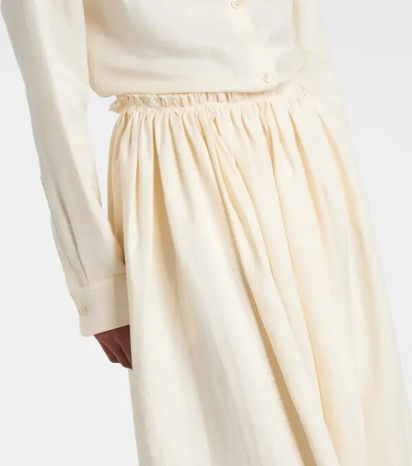Gabriela Hearst Chiara Gathered Linen Midi Skirt