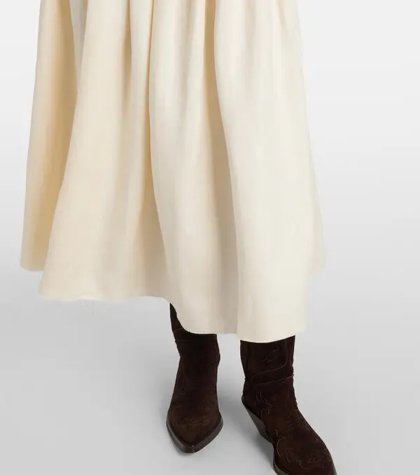 Gabriela Hearst Chiara Gathered Linen Midi Skirt