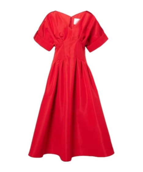 Carolina Herrera Gathered Silk Midi Dress