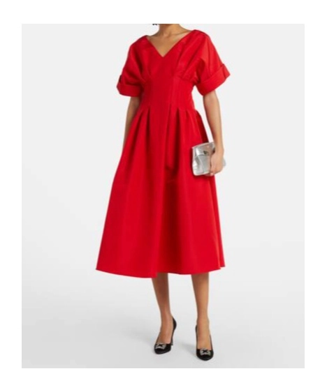Carolina Herrera Gathered Silk Midi Dress