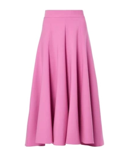 Oscar De La Renta High-rise Wool-blend Midi Skirt - Pink