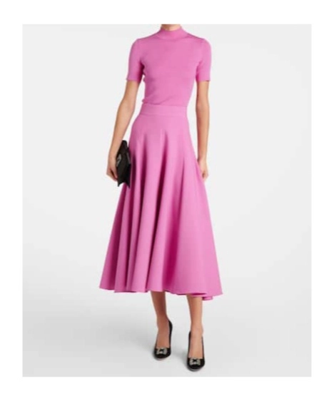 Oscar De La Renta High-rise Wool-blend Midi Skirt