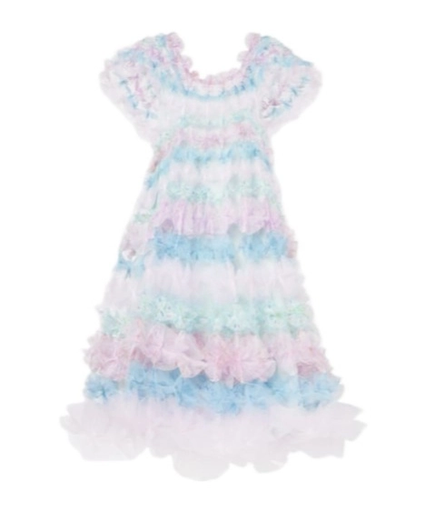 SUSAN FANG Air-flower Floral Tulle Midi Dress - White